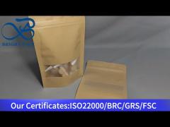 kraft paper stand up zipper bag with clear window