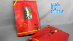 red self standing zip lock bag for black tea
