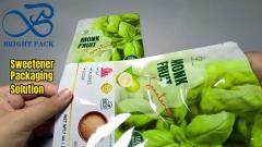 green zip lock food packaging bag for monk fruit golden sweetener