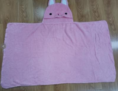 China Hooded Cape Bath Towel with Cartoon Rabbit Hood Coral Fleece Microfiber and Instant Water Absorption for sale