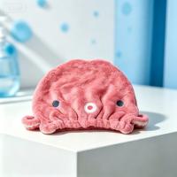 Quality Coral Fleece Microfiber Hair Drying Cap with Elastic Ruched Hem for Quick Water for sale