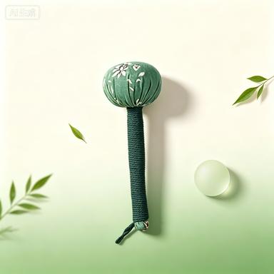 China Handmade mugwort massage hammer with natural dried mugwort, soft breathable cotton fabric, and anti-slip rope-wrapped handle for TCM meridian tapping for sale