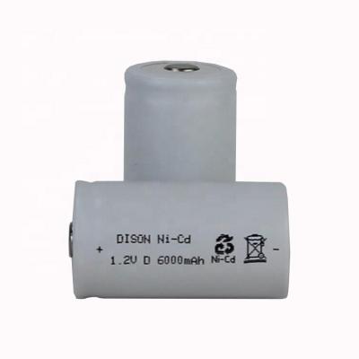 Cina 1.2V 6Ah 70C Celle di batteria ricaricabili ad alta temperatura NICd D per illuminazione di emergenza in vendita