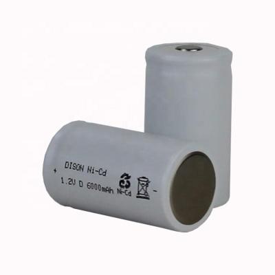 Cina 1.2V 6Ah 70C Celle di batteria ricaricabili ad alta temperatura NICd D per illuminazione di emergenza in vendita
