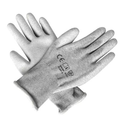 Cina 13 Gauge Knitted Lined Pu Coated Gloves ESD Antistatic Carbon Fiber Finger Men Construction Gloves in vendita