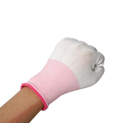 Cina OEM Antistatic Carbon Fiber ESD Finger Top Fit PU Coated Gloves 13 Gauge Grey ESD Gloves in vendita
