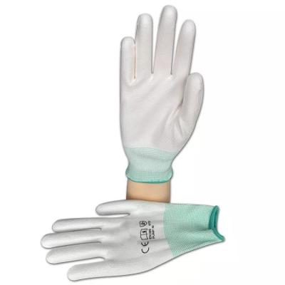 China Polyurethane Coated 13 Gauge Polyester Liner Hyflex Antistatic ESD PU Dipped Safety Gloves en venta