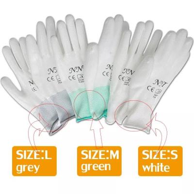 China 13G Knitted White Electronics Factory Working ESD Antistatic PU Coated Gloves for sale