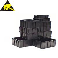China ESD Plastic Compartment Box Black PP Anti Static Storage Bin for PCB Electronic Components 1000V for sale