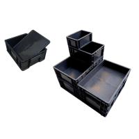 China ESD Plastic Compartment Box Black PP Anti Static Storage Bin for PCB Electronic Components 1000V for sale