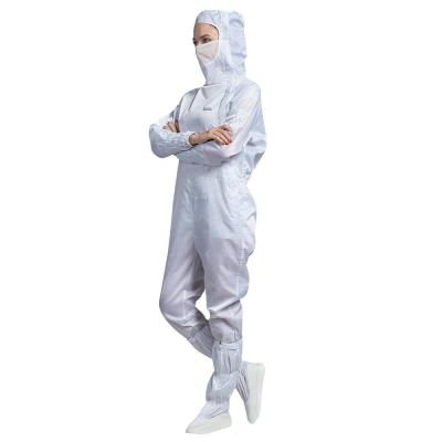 中国 ESDのフード付きの反静的なジャンプスーツの耐酸性ほこりのないクリーン ルームの布 販売のため