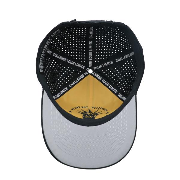 Custom Waterproof Laser Cut Perforated UPF50 Sun Protect Mesh Hat With Color Blocking