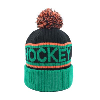 China Borduurwerk Pompom Beanie Fleece Lined Beanie Warmteoverdracht Print Oversized Winter Hoed Te koop