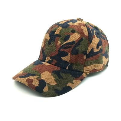 Cina Cappuccio da baseball a 6 pannelli ricamato Con bordura pre-curva Cappuccio in tessuto di corduroy camuffato 230gm in vendita