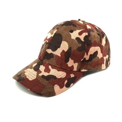 Cina Cappuccio da baseball a 6 pannelli ricamato Con bordura pre-curva Cappuccio in tessuto di corduroy camuffato 230gm in vendita