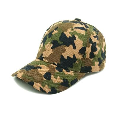 Cina Cappuccio da baseball a 6 pannelli ricamato Con bordura pre-curva Cappuccio in tessuto di corduroy camuffato 230gm in vendita