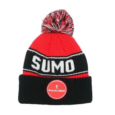 Cina Cappelli a maglia acrilica con manette Cappello a pennello per adulti Insigno a strisce Cappelli invernali eleganti in vendita