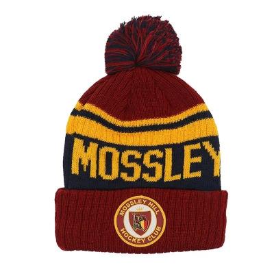 Cina Cappelli a maglia acrilica con manette Cappello a pennello per adulti Insigno a strisce Cappelli invernali eleganti in vendita