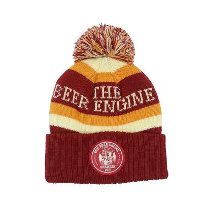 Cina Cappelli a maglia acrilica con manette Cappello a pennello per adulti Insigno a strisce Cappelli invernali eleganti in vendita