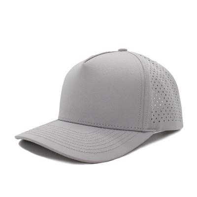 China Gekrompen rand waterdicht laser gesneden gat sport geperforeerde hoed 5 panel honkbalpet Te koop