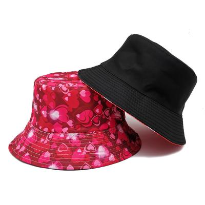 China Windproof Winter Hat Bucket Hat Heart Fishermen Digital Sublimation Printing for sale