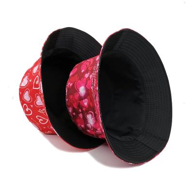China Windproof Winter Hat Bucket Hat Heart Fishermen Digital Sublimation Printing for sale