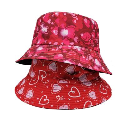 China Windproof Winter Hat Bucket Hat Heart Fishermen Digital Sublimation Printing for sale