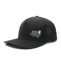 China Custom Breathable Snapback Hat 58cm Polyester Black Baseball Cap with Silk Screen Printing for sale