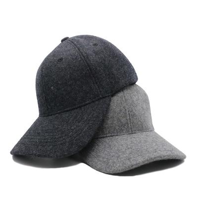 China Plain Black Baseball Cap Adults 100% Wool Felt Baseball Caps Party Style Party  5 Inch for sale