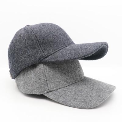 China Plain Black Baseball Cap Adults 100% Wool Felt Baseball Caps Party Style Party  5 Inch for sale