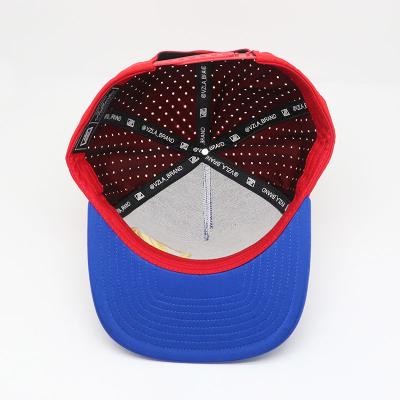China Fabric 5 Panel Perforated Laser Cutting Hole Baseball Hat 3D Embroidery Performance Hat for sale