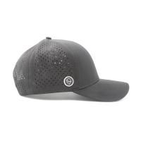 China Custom 6 Panel Structured PVC Rubber Patch Black Polyester Waterproof Baseball Cap 58cm for sale