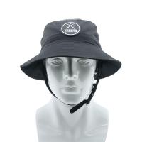 China Custom Rubber Patch Logo Men Surfing Hat Sun Bucket Hat 58cm Adjustable Chin Strap for sale