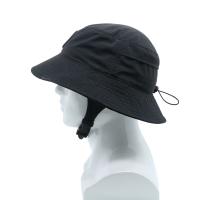 China Custom Rubber Patch Logo Men Surfing Hat Sun Bucket Hat 58cm Adjustable Chin Strap for sale