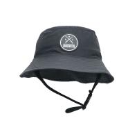 China Custom Rubber Patch Logo Men Surfing Hat Sun Bucket Hat 58cm Adjustable Chin Strap for sale