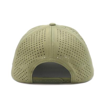 China 5-Panel Hat Sonic Welding Emboss Rubber Patch Performance Camp Hat For Men for sale