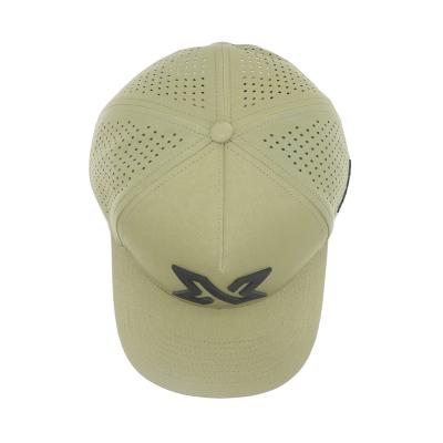 China 5-Panel Hat Sonic Welding Emboss Rubber Patch Performance Camp Hat For Men for sale