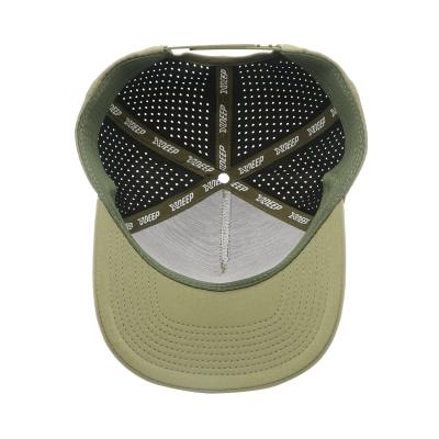 China 5-Panel Hat Sonic Welding Emboss Rubber Patch Performance Camp Hat For Men for sale