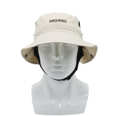 China Adults Custom Breathable Mesh Surf Bucket Hat With Waterproof And Adjustable Chin Strap for sale