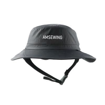 Cina ODM Disegni Custom Polyester Largo bordo Protezione solare Cappello da surf con cinghia del mento regolabile in vendita