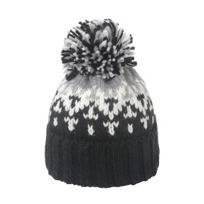 Cina Disegni ODM Inverno Cappello a Maglia Stretchy Pompom Cappelli a Bollone ricamati Pom Pom Beanie in vendita