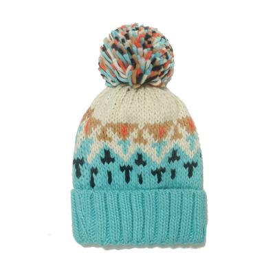 Cina Disegni ODM Inverno Cappello a Maglia Stretchy Pompom Cappelli a Bollone ricamati Pom Pom Beanie in vendita