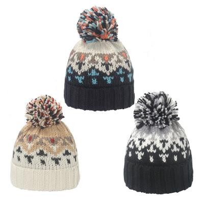 Cina Disegni ODM Inverno Cappello a Maglia Stretchy Pompom Cappelli a Bollone ricamati Pom Pom Beanie in vendita