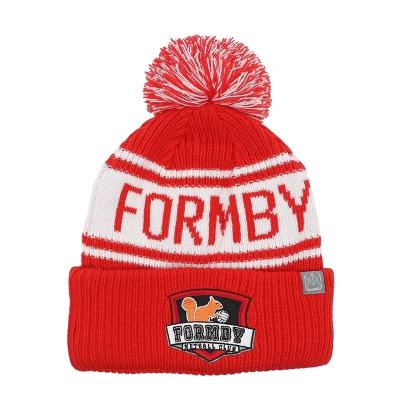 China Custom Pom Pom Winter Hat With Fleece Lining And Knit Beanie Fabric 100% Acrylic for sale