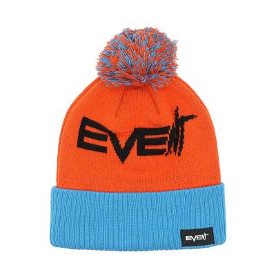 China Custom Caps With Patches Men's Knit Pom Pom Beanie Embroidered Winter Hats 100% Acrylic for sale