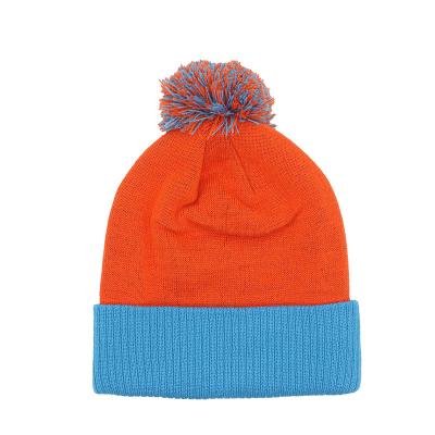 China Custom Caps With Patches Men's Knit Pom Pom Beanie Embroidered Winter Hats 100% Acrylic for sale
