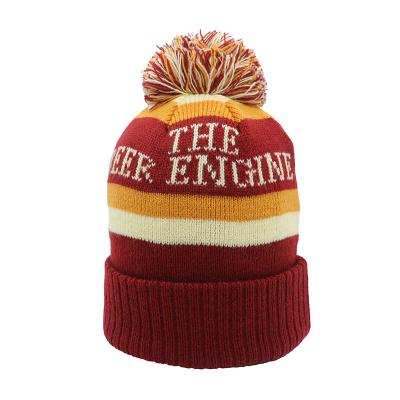 Cina Argyle Pattern Pom Pom Beanie a maglia maschile con etichetta ricamata e cappelli personalizzati in vendita