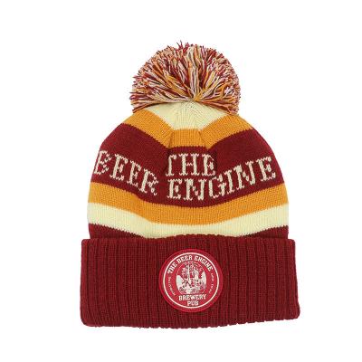 Cina Argyle Pattern Pom Pom Beanie a maglia maschile con etichetta ricamata e cappelli personalizzati in vendita