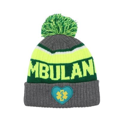 China 2023 100% Acrylic Skull Cap Beanie Knitted Custom Heart Shaped Woven Label Knitted Hat for sale