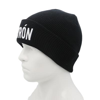 China Image Style Unisex Winter Blank Ribbed Hat Cap Custom Embroidered Fisherman Beanie for sale